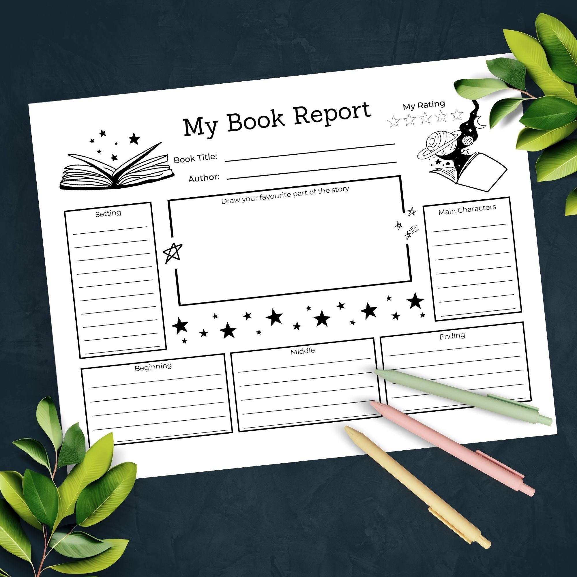 Printable Book Report, INSTANT DOWNLOAD, Printable Activity, Book ...