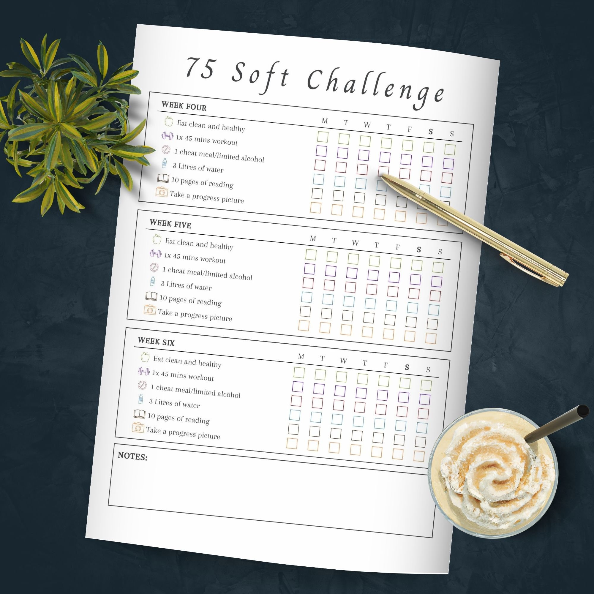 75 Soft Challenge Printable, 75 Day Soft Challenge Printable, Habit ...