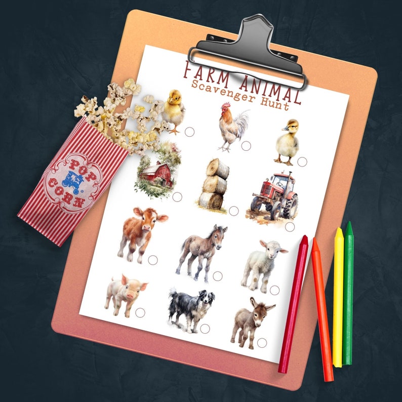 Farm Animals Scavenger Hunt for Kids, INSTANT DOWNLOAD, Farm Excursion ...