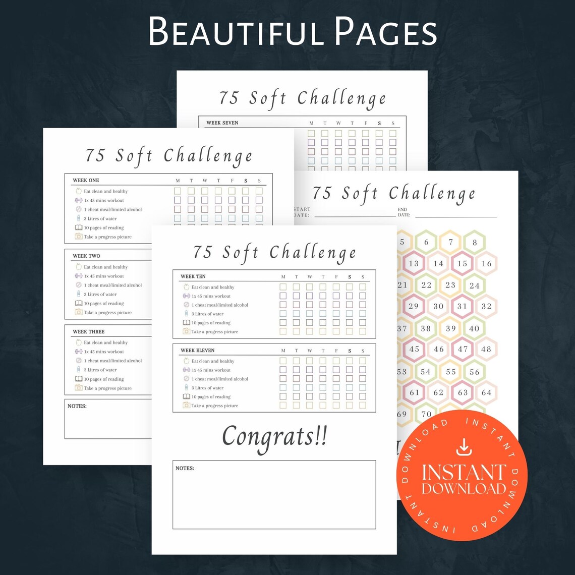 75 Soft Challenge Printable, 75 Day Soft Challenge Printable, Habit ...