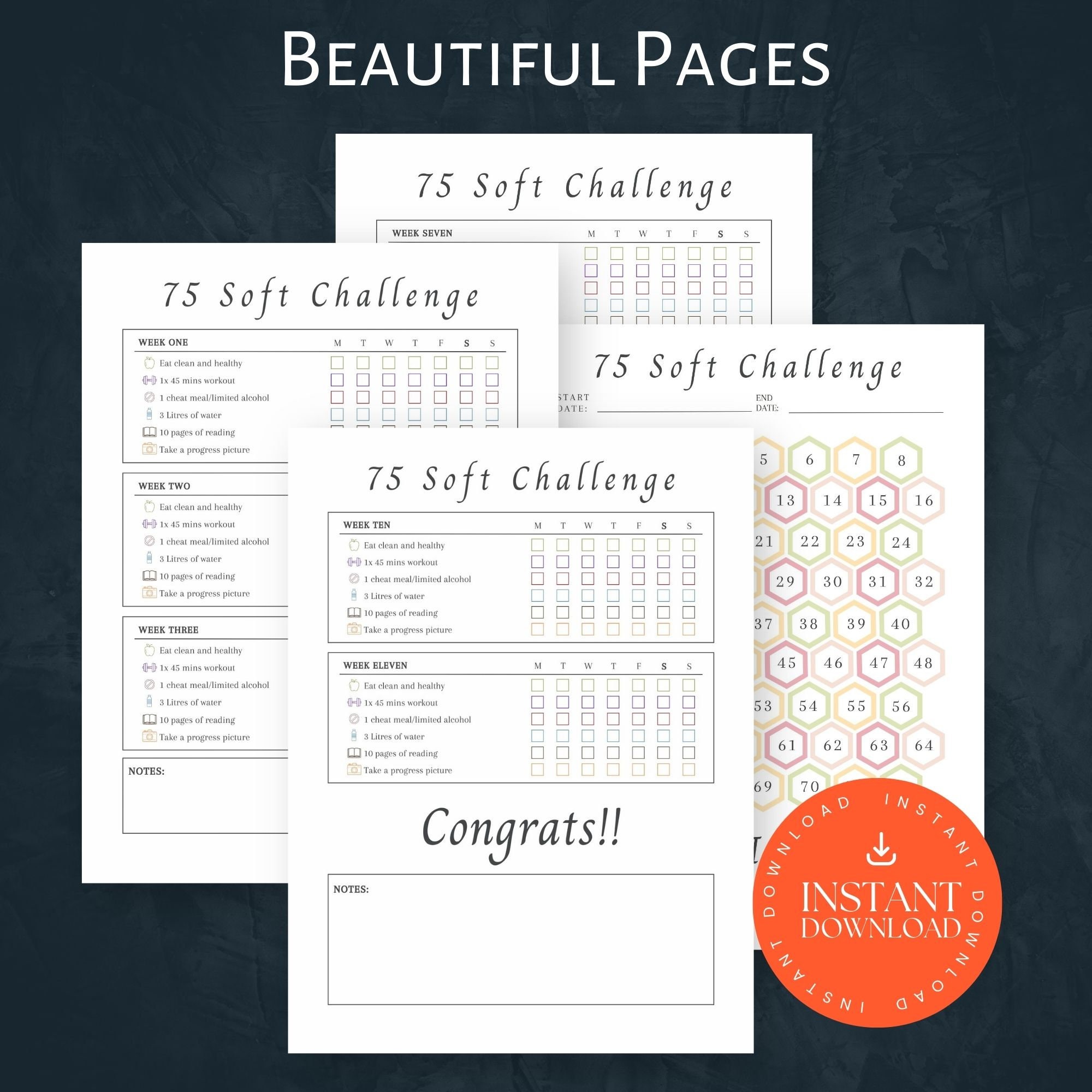 75 Soft Challenge Printable, 75 Day Soft Challenge Printable, Habit ...