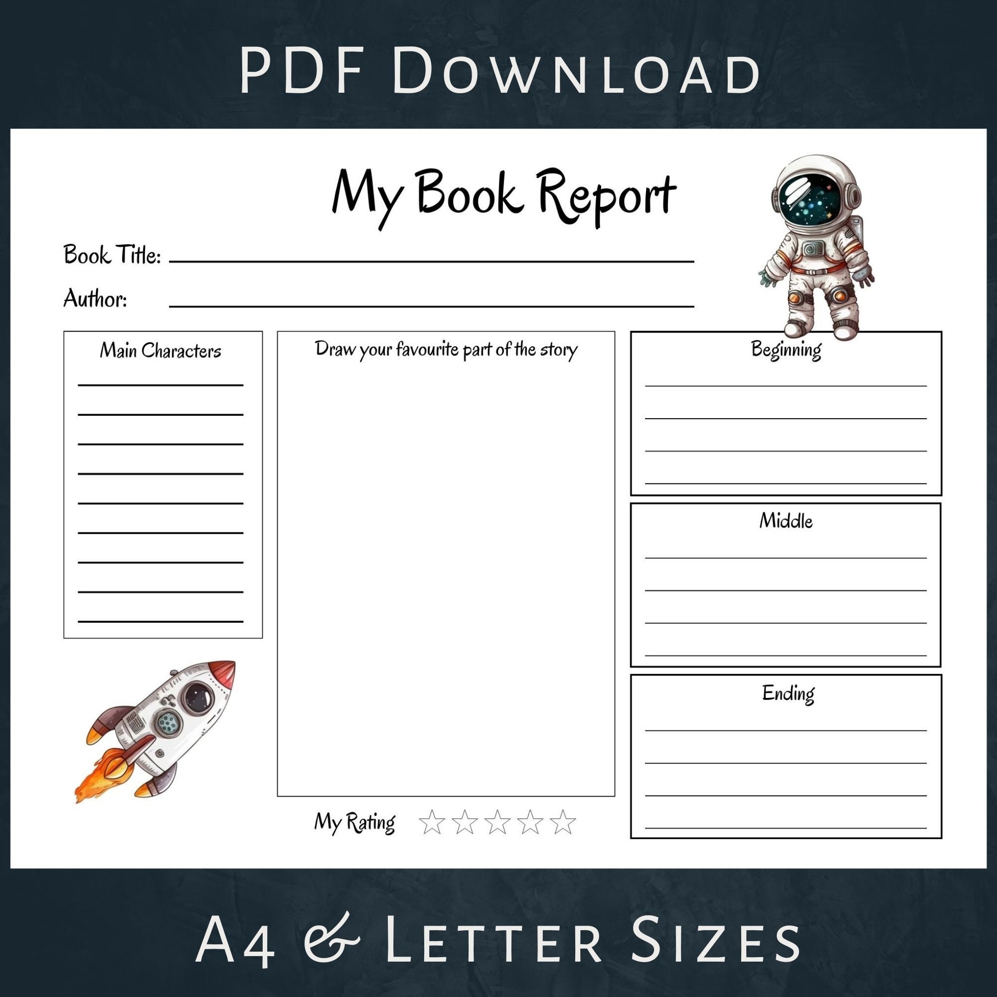 Astronaut Printable Book Report INSTANT DOWNLOAD Printable - Etsy