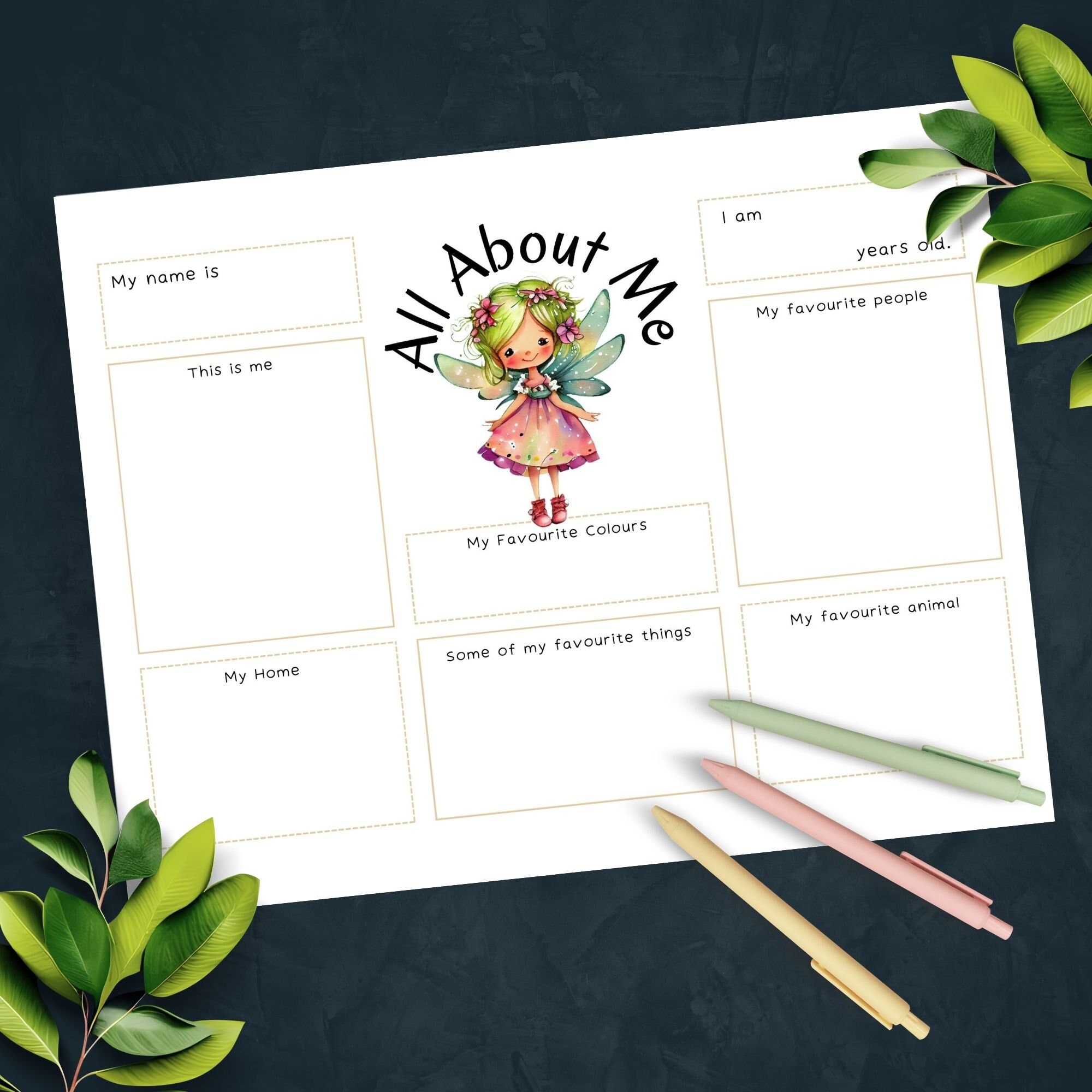 All About Me Fairy Printable Preschool, PDF DOWNLOAD, All About Me ...