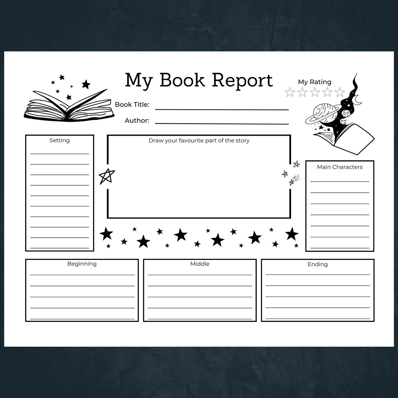 Printable Book Report, INSTANT DOWNLOAD, Printable Activity, Book ...