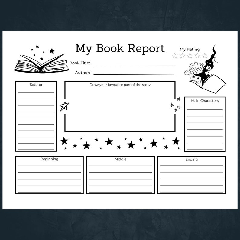 Printable Book Report, INSTANT DOWNLOAD, Printable Activity, Book ...