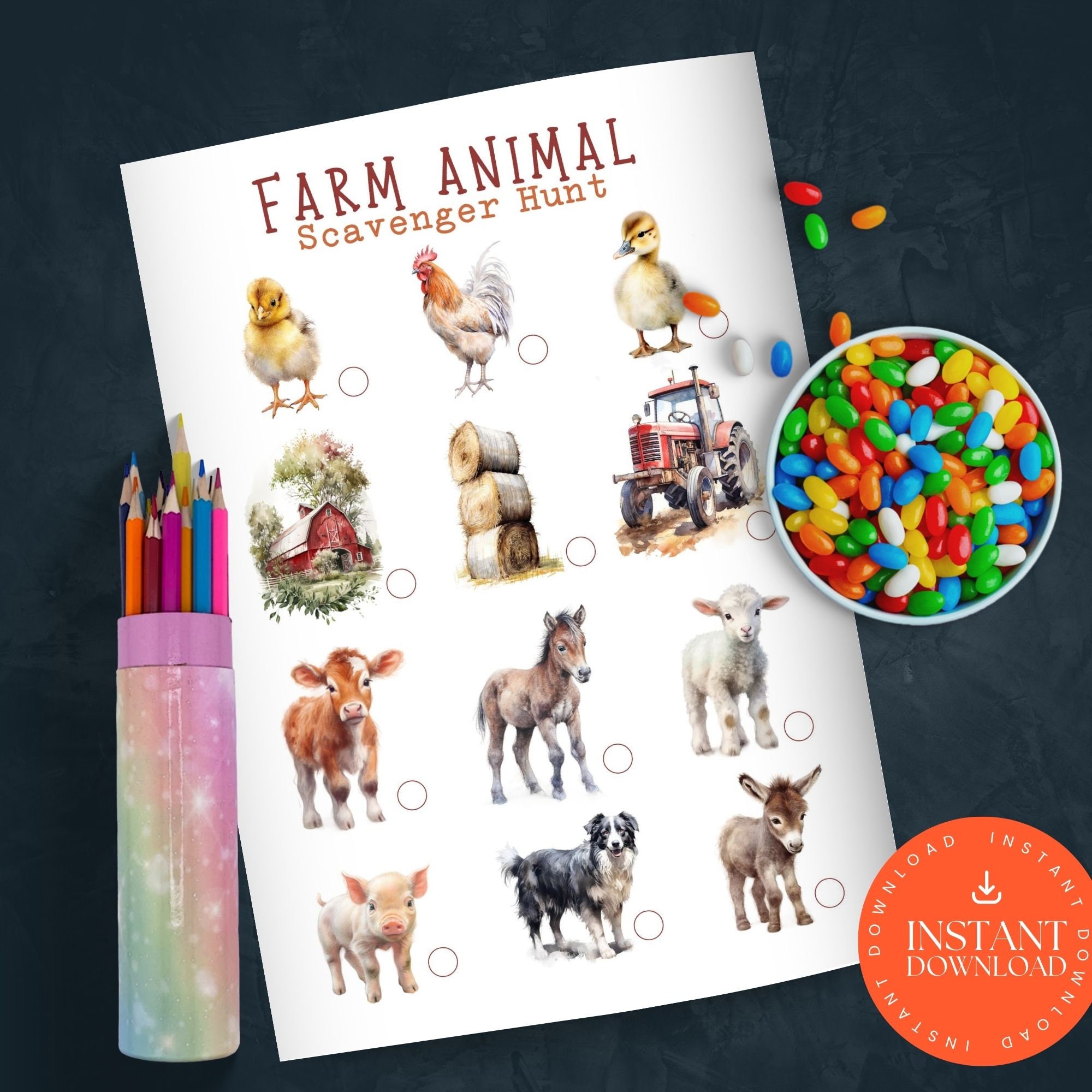 Farm Animals Scavenger Hunt for Kids, INSTANT DOWNLOAD, Farm Excursion ...
