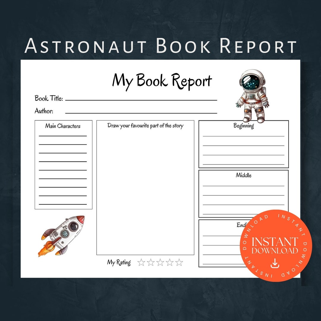 Astronaut Printable Book Report INSTANT DOWNLOAD Printable - Etsy