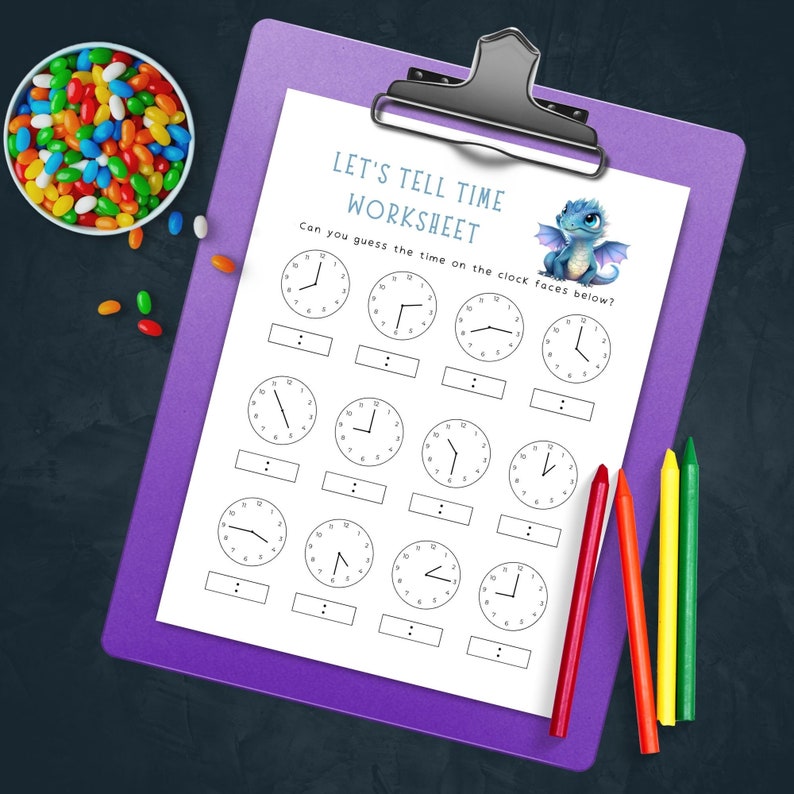 Tell the Time Worksheet DOWNLOAD Clock Printable Homeschool - Etsy