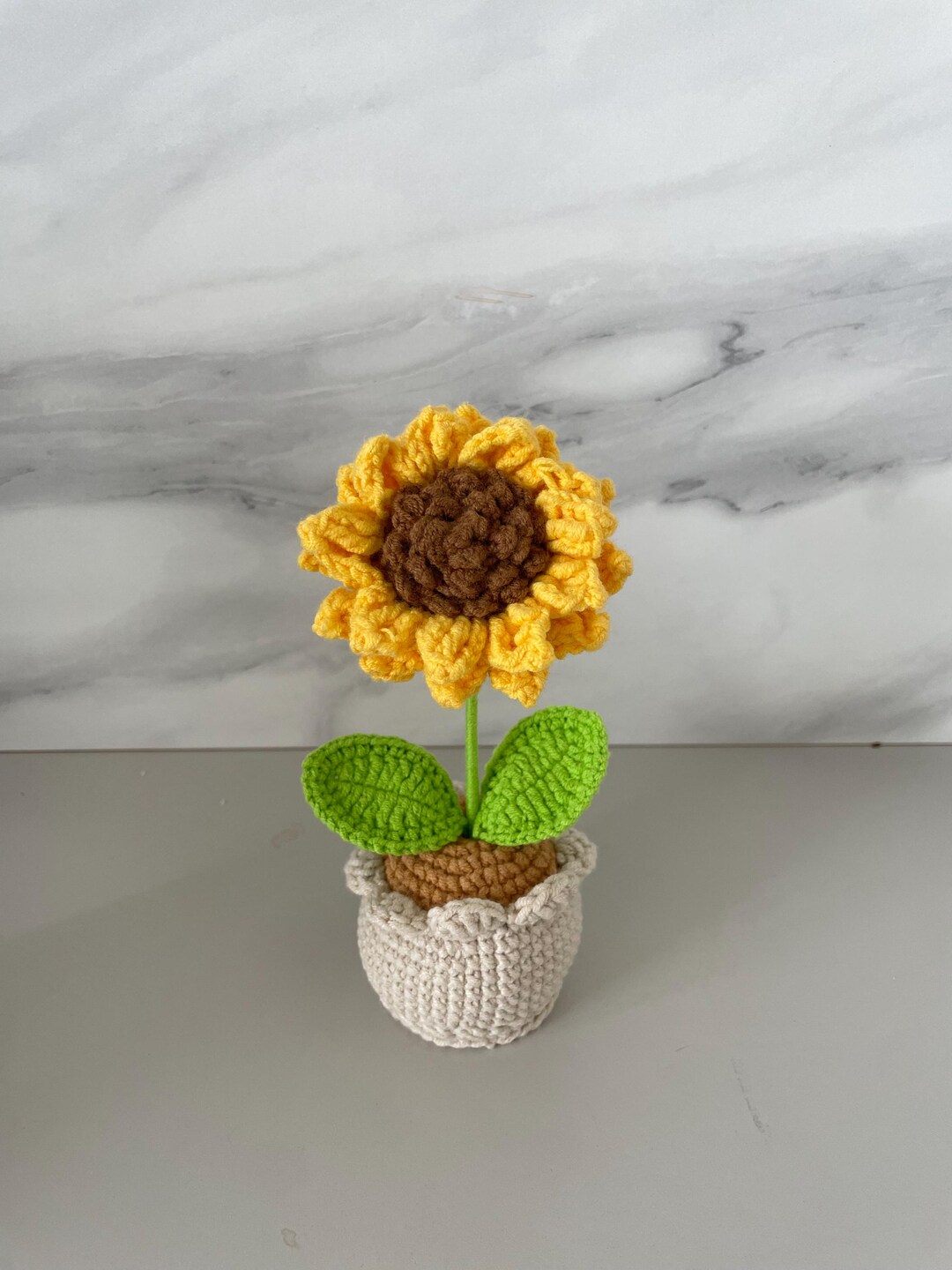 Crochet Flower in Pot, Crochet Sunflower Pot, Crochet Sunflowers ...