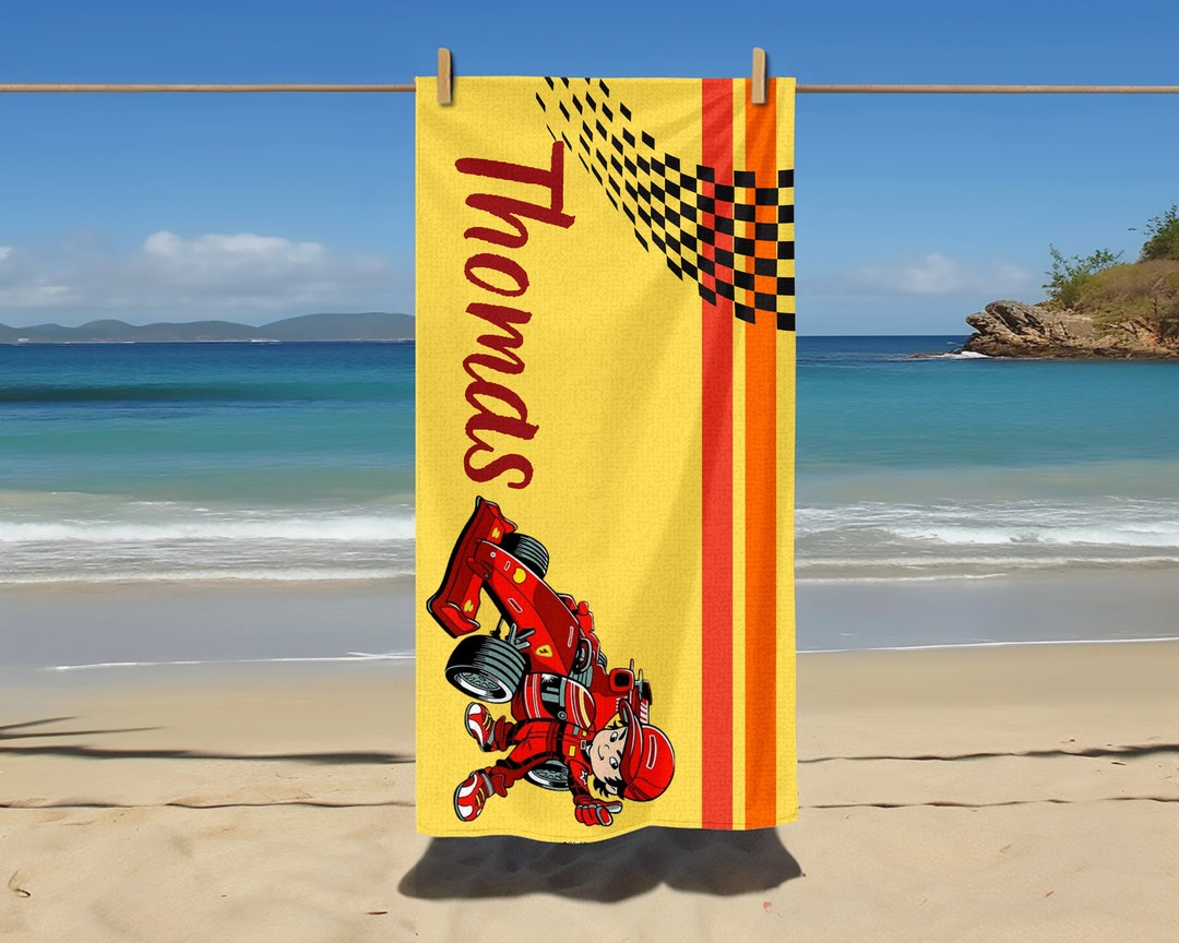 Custom Name Race Car Towel - Custom Formula 1 - Personalized Beach ...