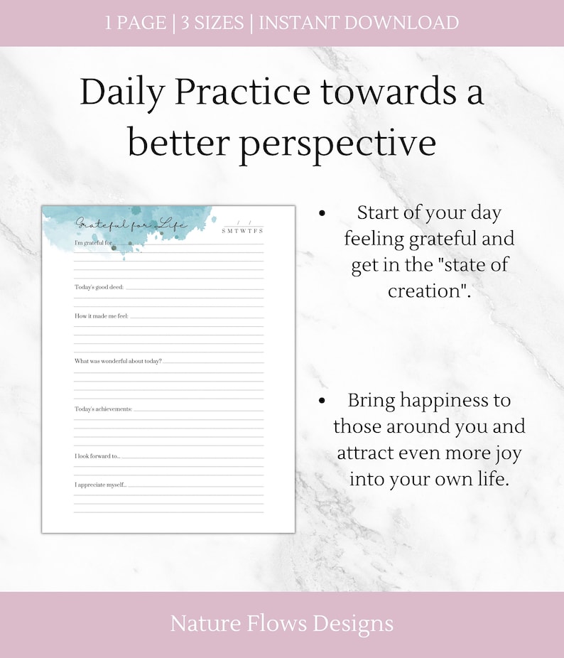 Gratitude Journal Printable Mood Tracker and Appreciation Log Printable ...