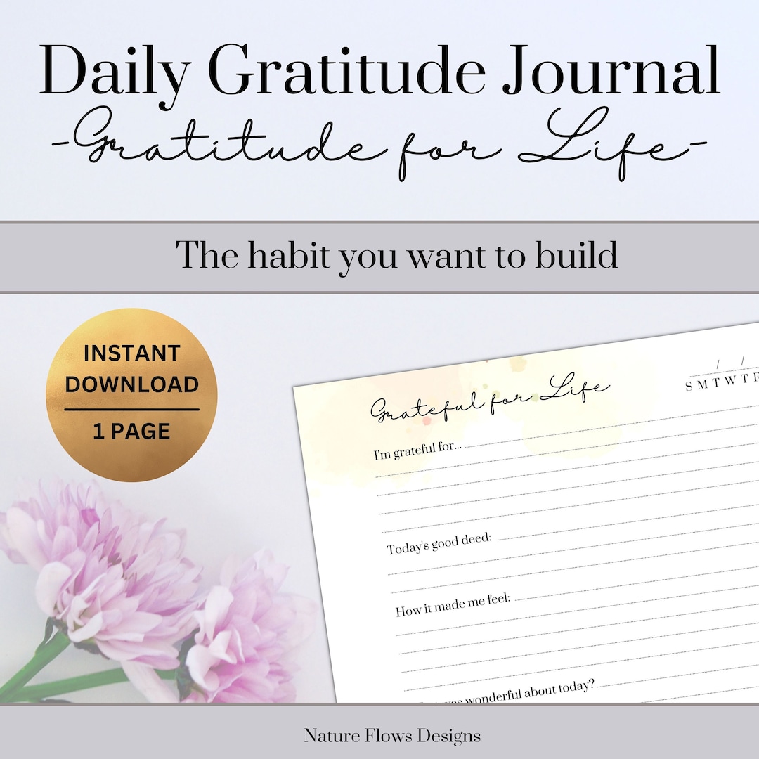 Daily Gratitude Digital Download Printable Fillable Self Observation ...
