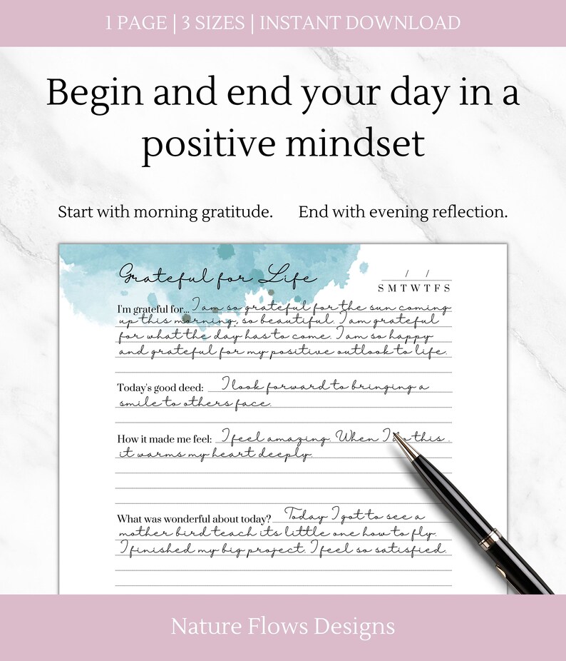 Gratitude Journal Printable Mood Tracker and Appreciation Log Printable ...