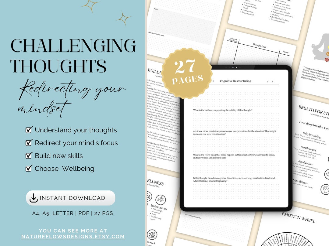 Thought Journal CBT Therapy Self Help Tools Cognitive - Etsy