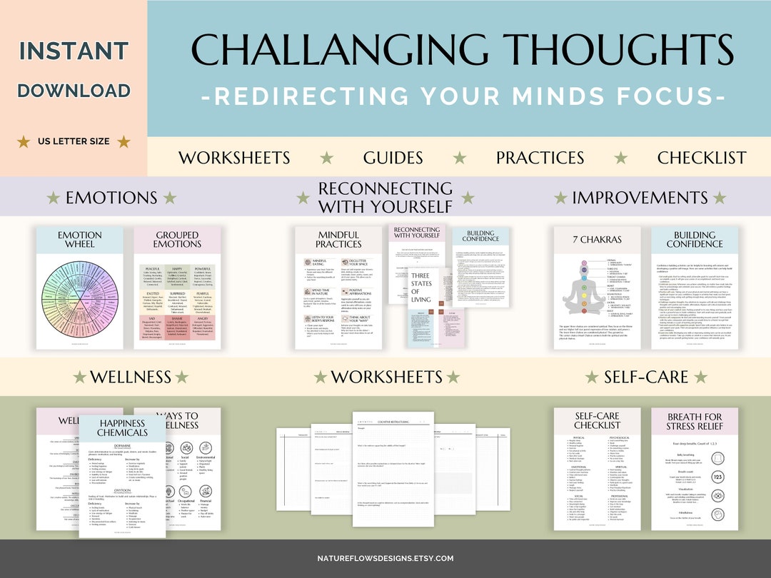 Thought Journal CBT Therapy Self Help Tools Cognitive Restructuring CBT ...