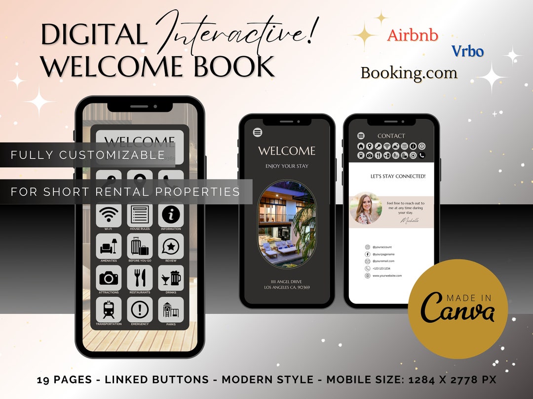 Digital Welcome Book Airbnb Hosts Digital Editable Guest Welcome Book ...