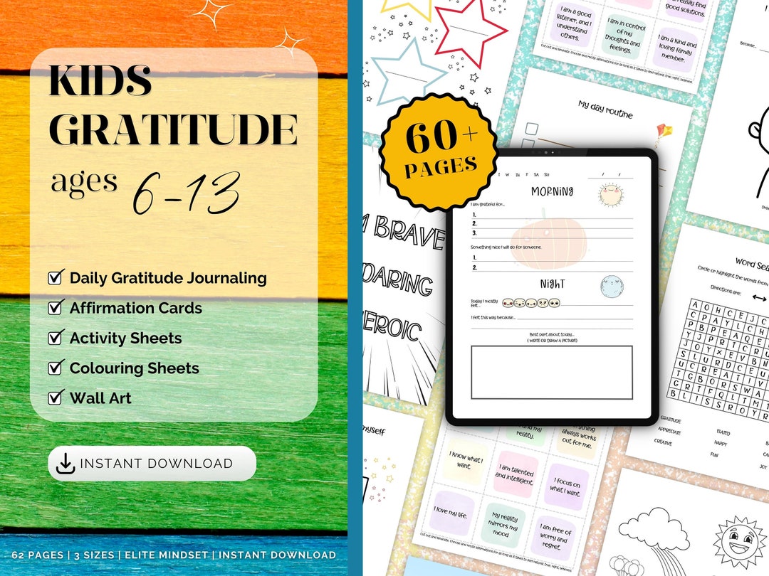 Kids Daily Gratitude Practice Printable With Affirmations Wellness ...