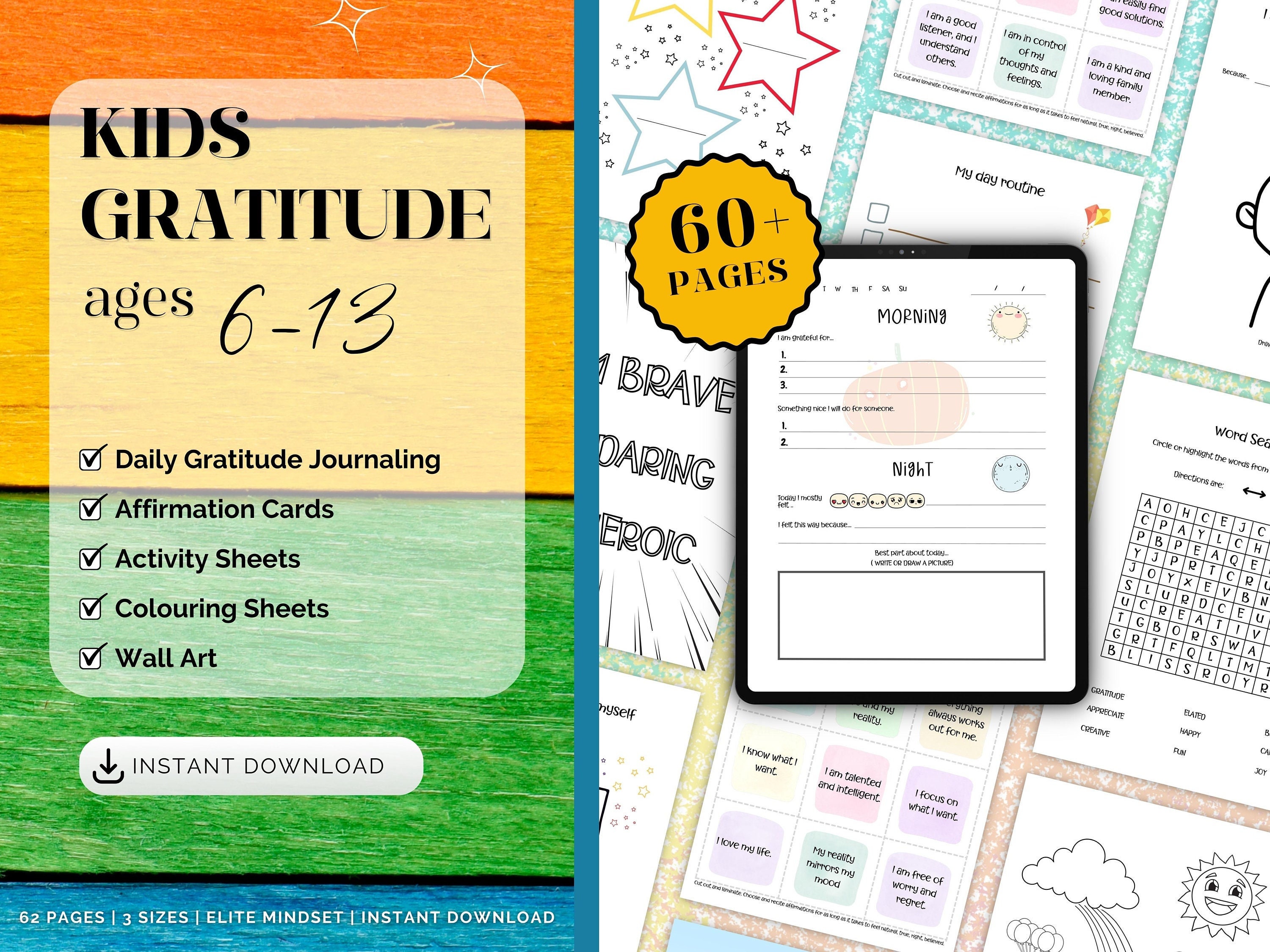 Kids Daily Gratitude Practice Printable With Affirmations Wellness ...