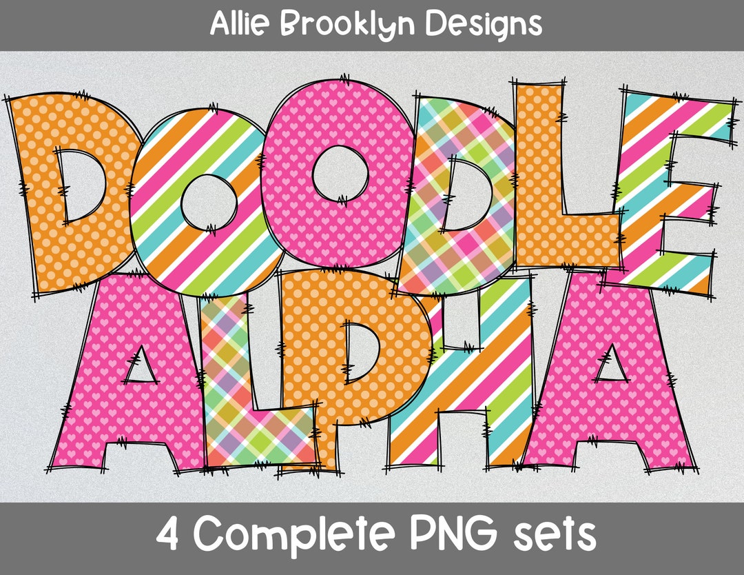 4 Sets Bright Rainbow Hearts Alphabet Letters PNG Bundle, Summer ...