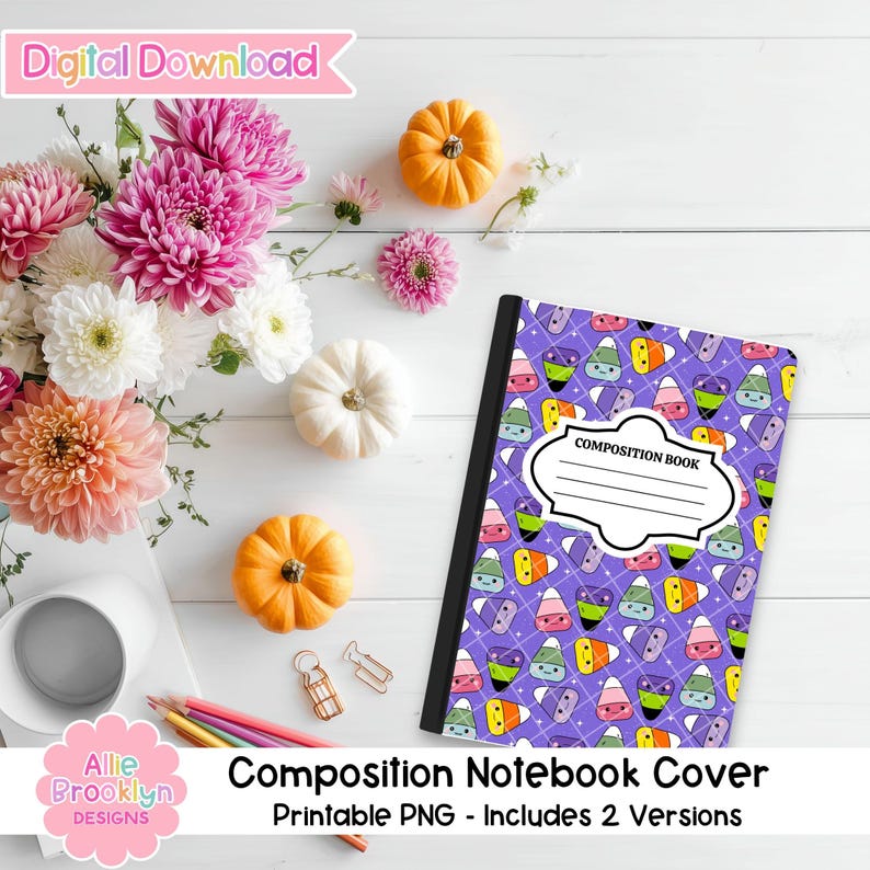 Printable Composition Notebook Cover PNG Halloween Candy Corn Personal ...