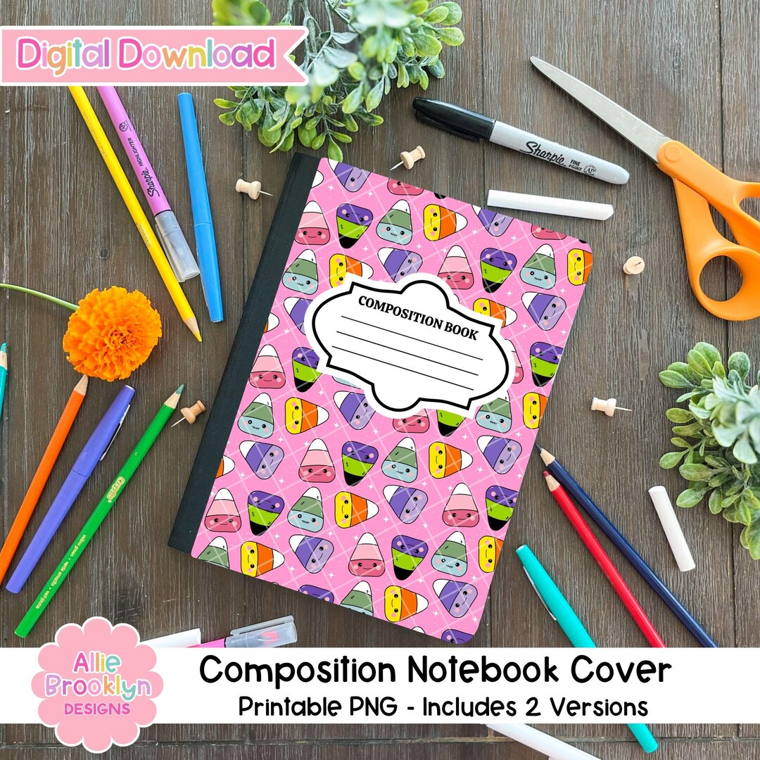 Printable Composition Notebook Cover PNG Halloween Candy Corn Personal ...