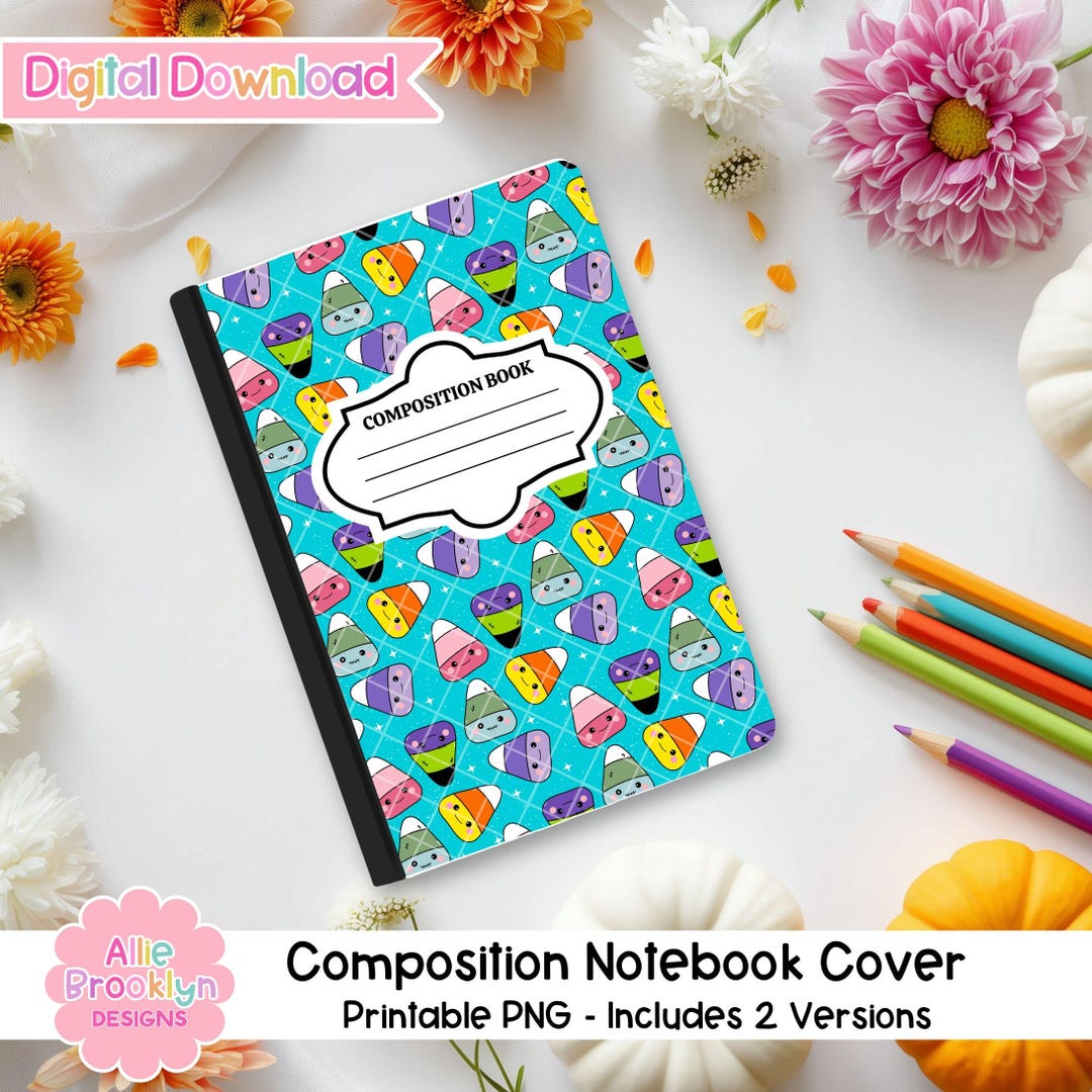 Printable Composition Notebook Cover PNG Halloween Candy Corn Personal ...