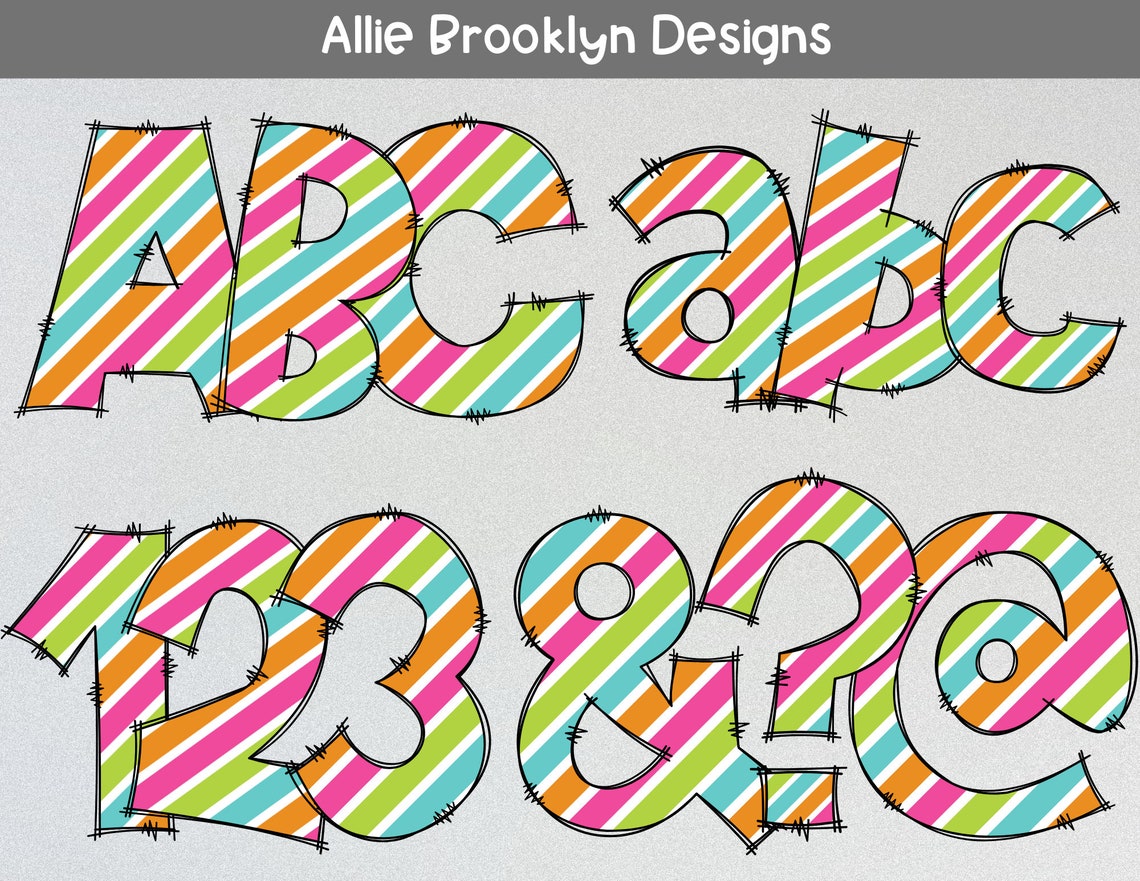 4 Sets Bright Rainbow Hearts Alphabet Letters PNG Bundle, Summer ...