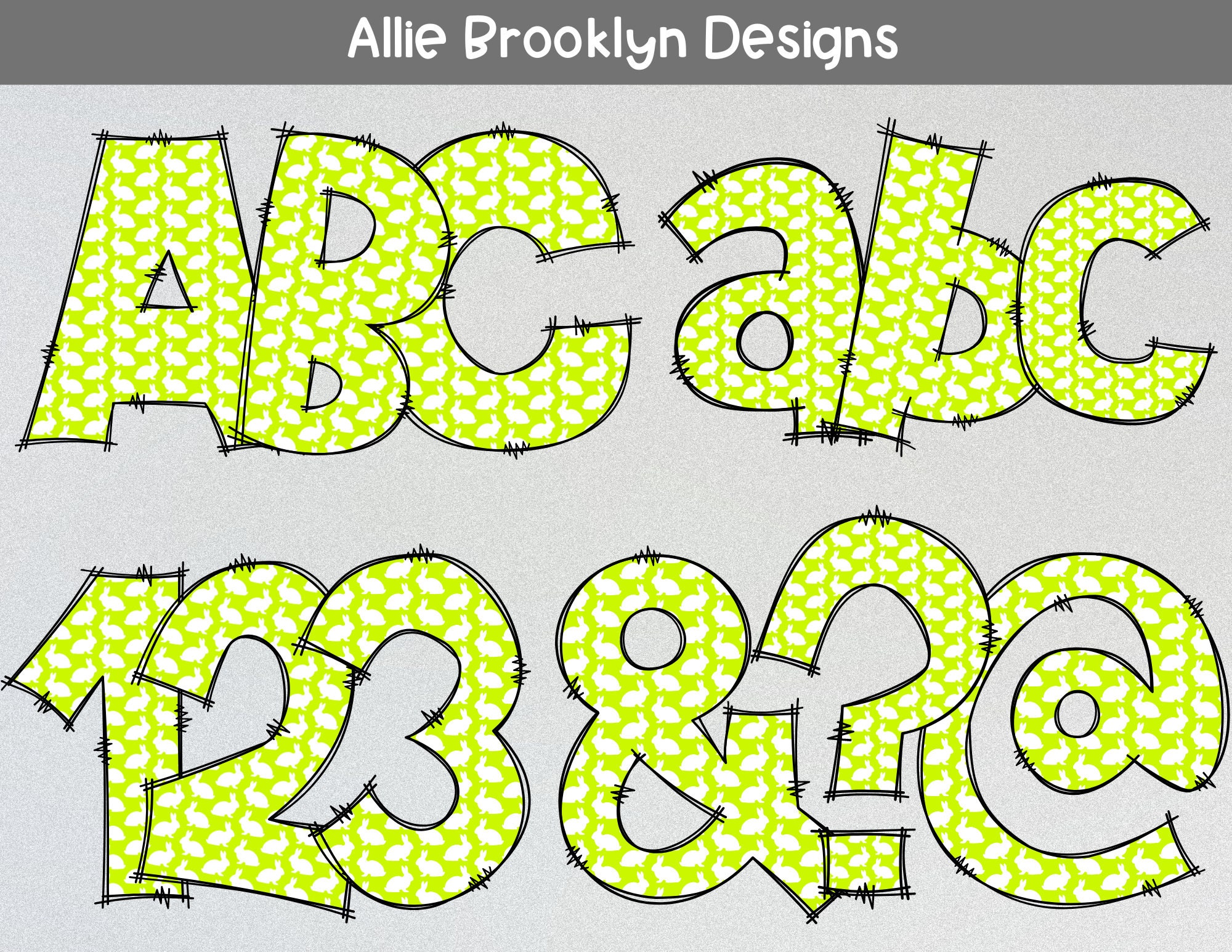 4 Sets Rainbow Bunnies Alphabet Letters PNG Bundle, Spring Easter ...