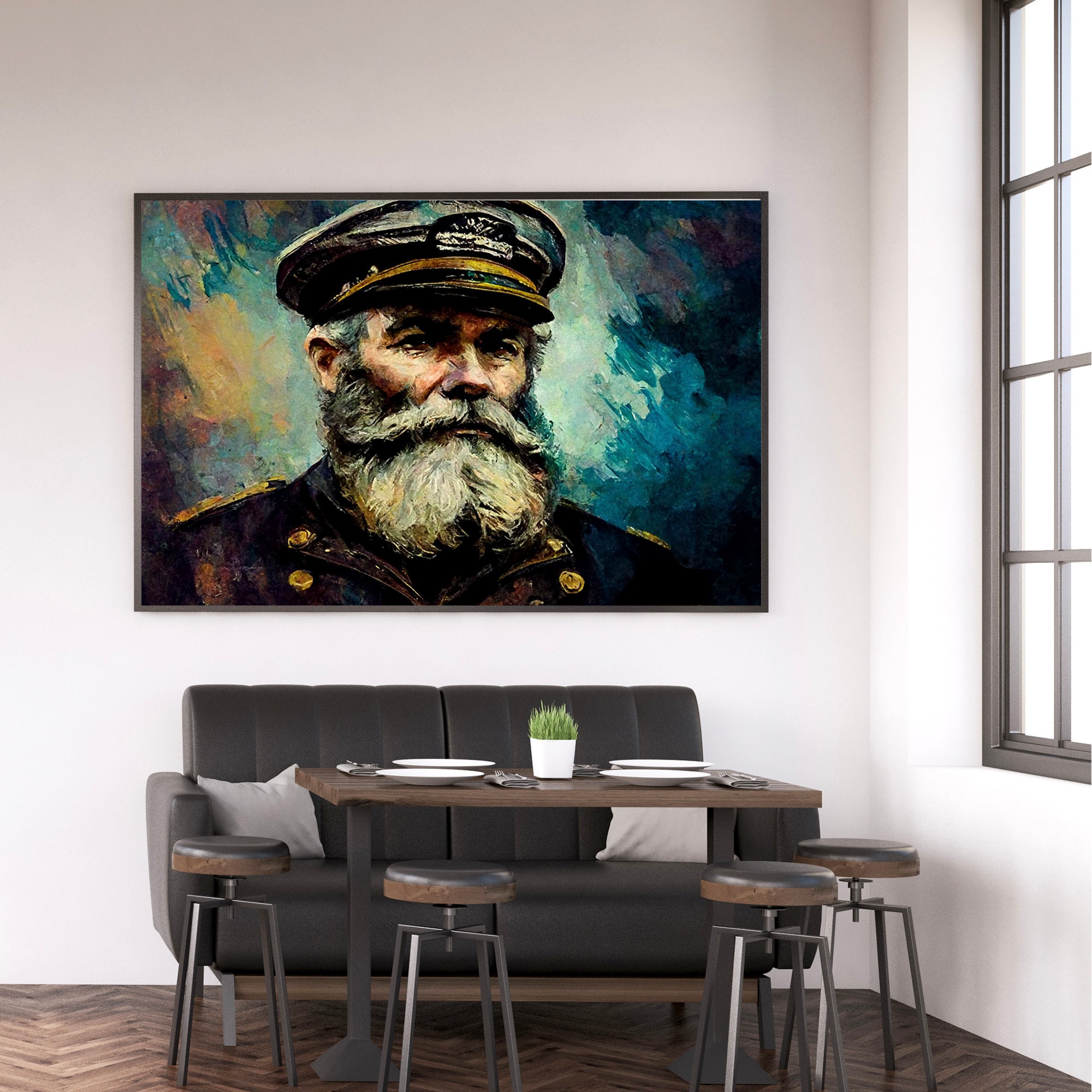 Vintage Sea Captain Painting | Printable Digital Downloadable Artwork ...