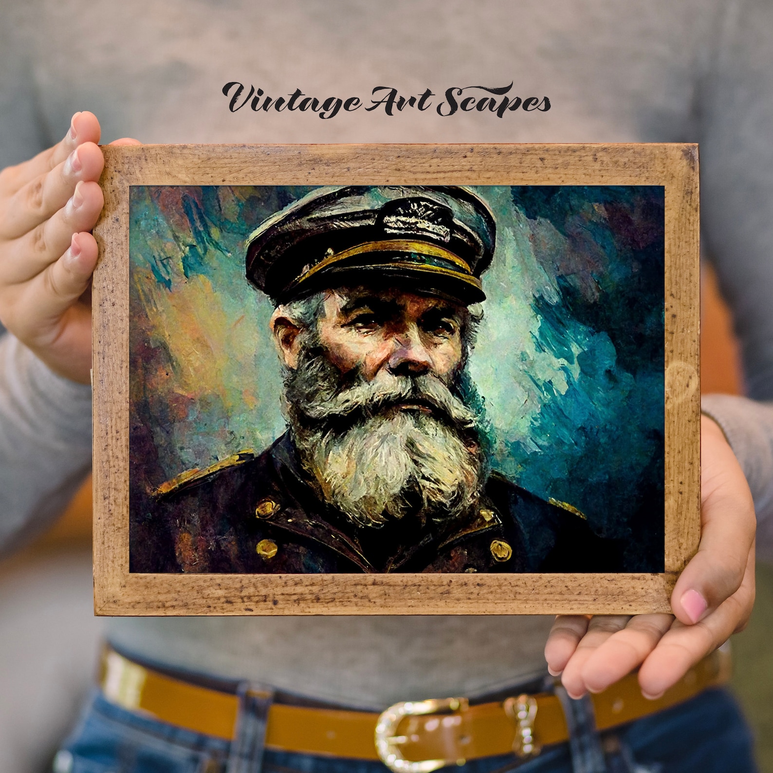 Vintage Sea Captain Painting | Printable Digital Downloadable Artwork ...