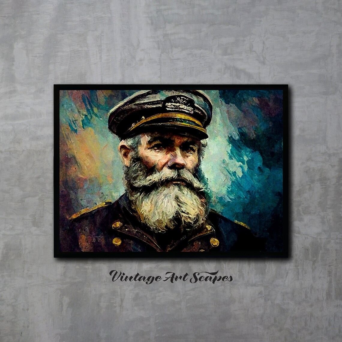 Vintage Sea Captain Painting Printable Digital Downloadable Artwork ...