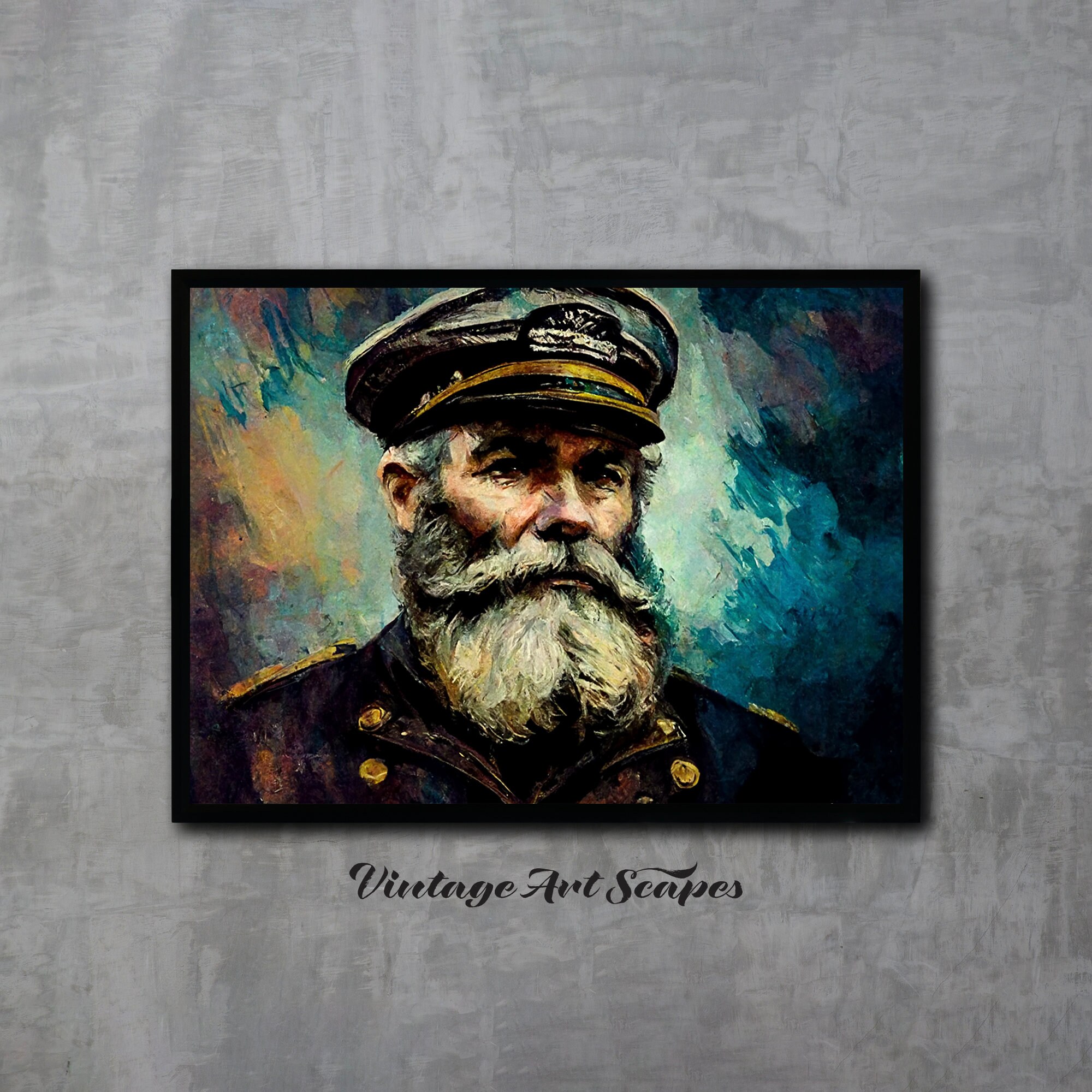 Vintage Sea Captain Painting | Printable Digital Downloadable Artwork ...