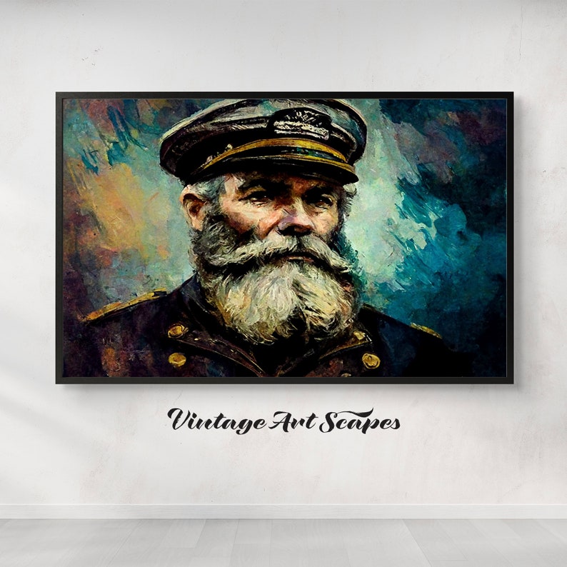 Vintage Sea Captain Painting | Printable Digital Downloadable Artwork ...