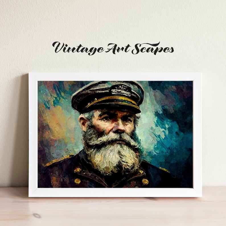 Vintage Sea Captain Painting | Printable Digital Downloadable Artwork ...
