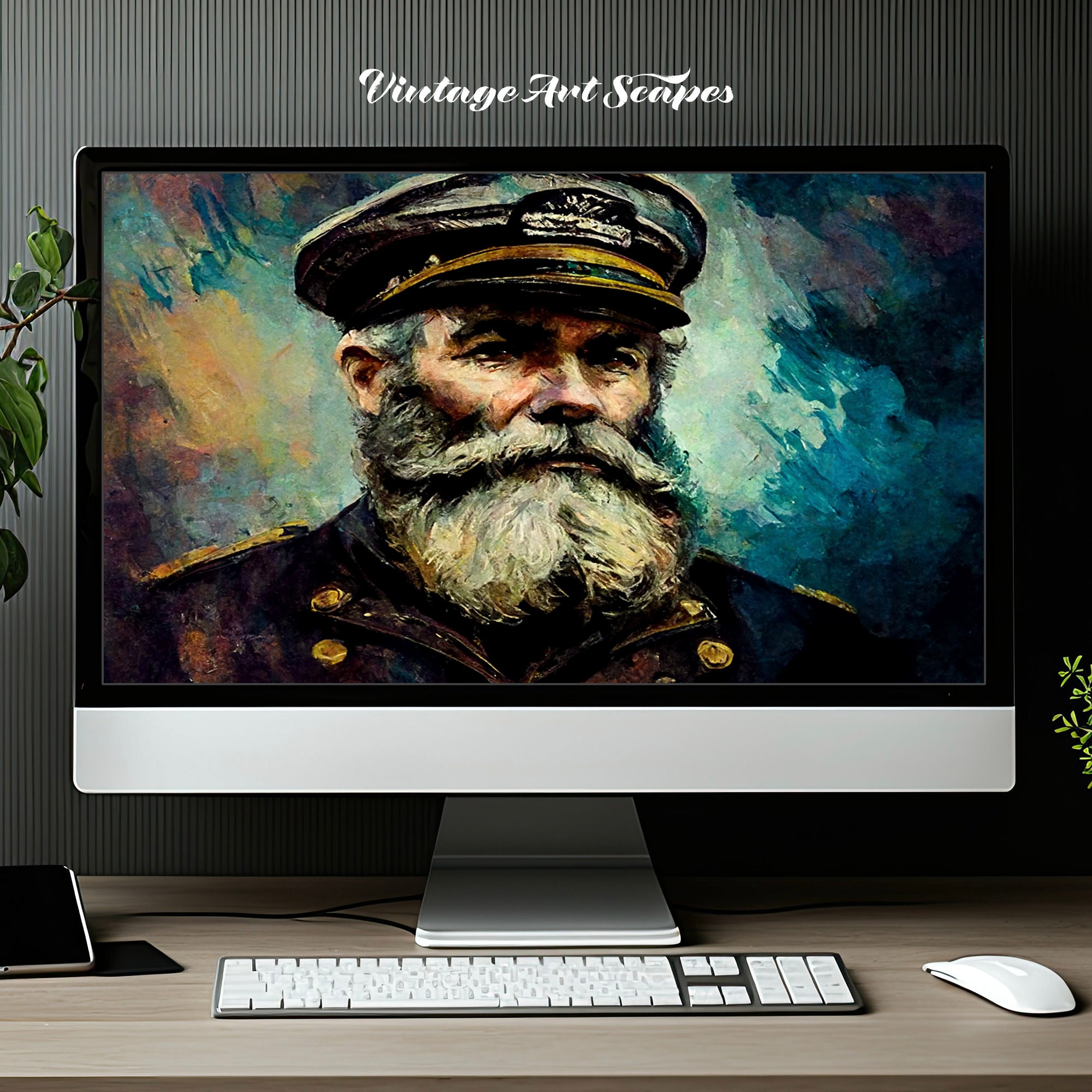 Vintage Sea Captain Painting | Printable Digital Downloadable Artwork ...