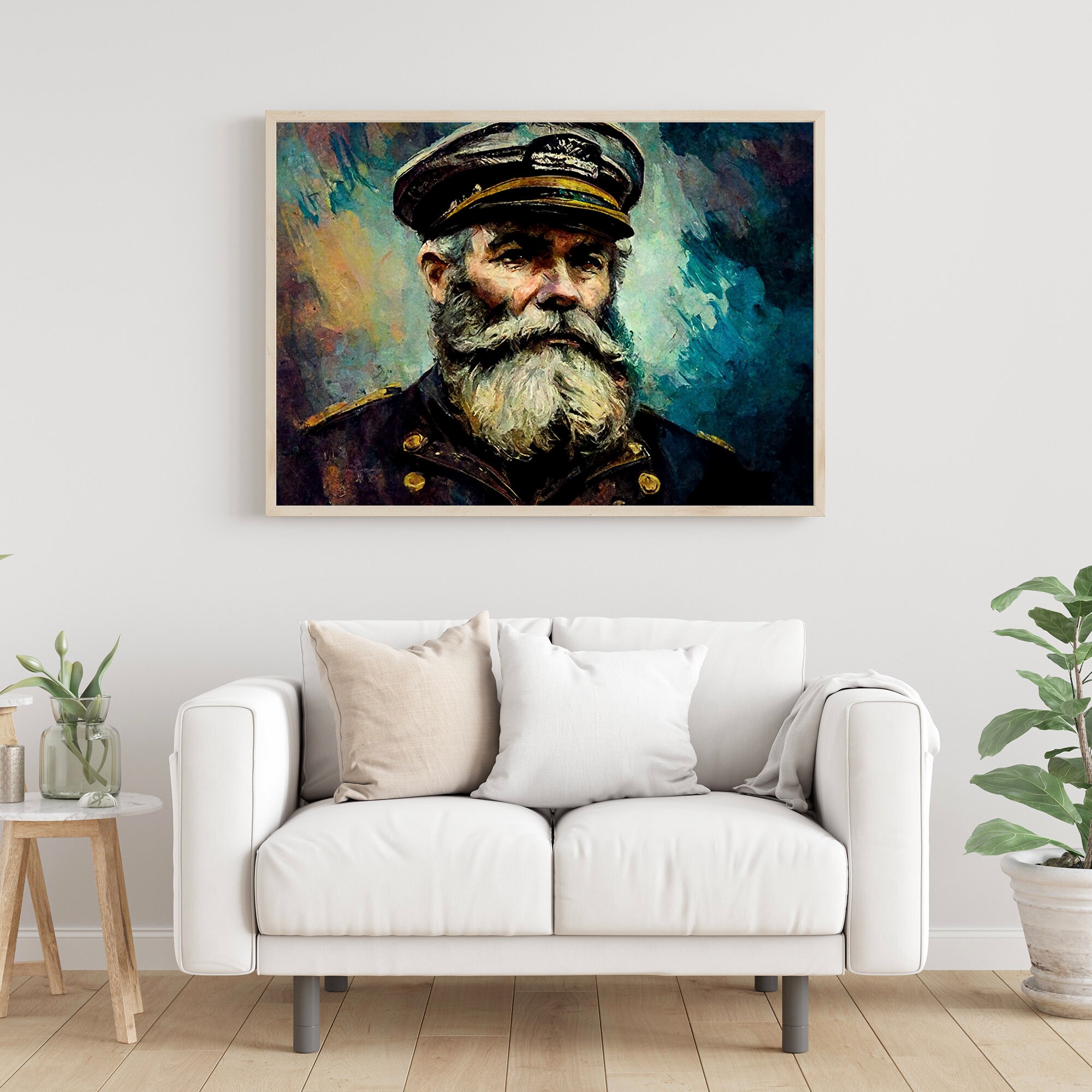 Vintage Sea Captain Painting | Printable Digital Downloadable Artwork ...