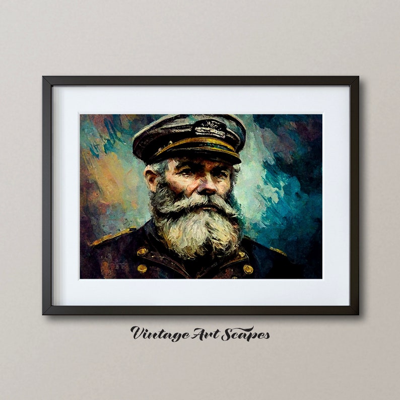Vintage Sea Captain Painting | Printable Digital Downloadable Artwork ...