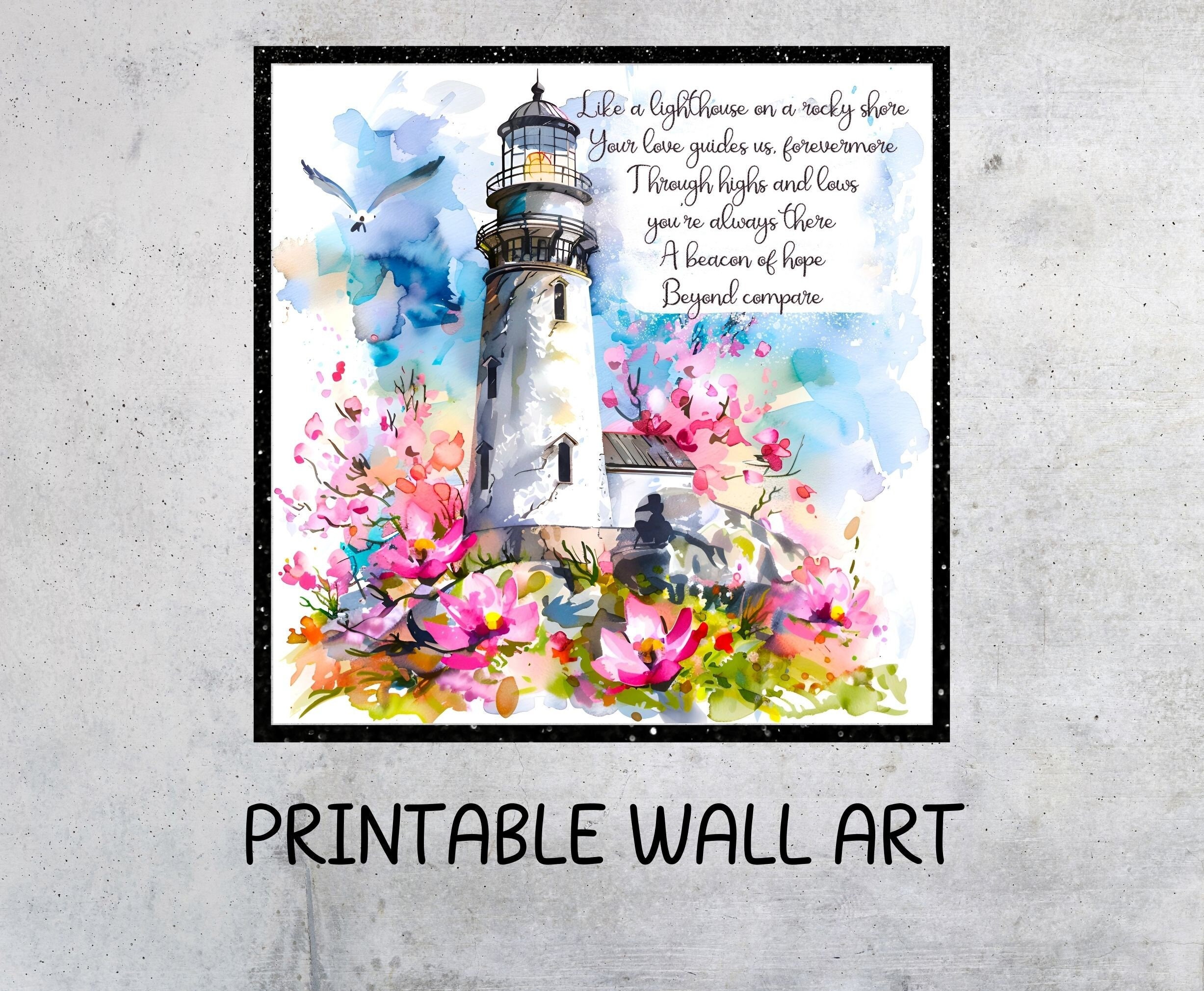Lighthouse Mother’s Day Poem Wall Art, Instant Digital Download to ...