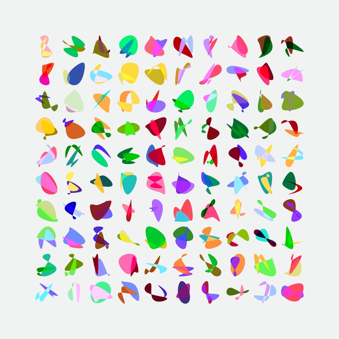 100 Playful Overlapping Organic Vector Graphic Shapes and Digital ...