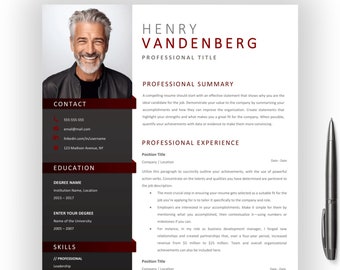 Professional EXECUTIVE RESUME Word TEMPLATE Editable Modern Cv Template ...