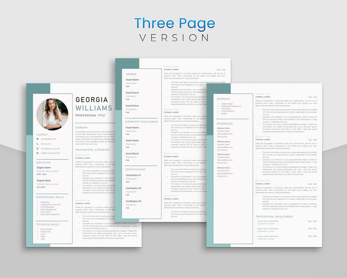 CLEAN Microsoft Word Resume TEMPLATE With Photo and Cover Letter ...