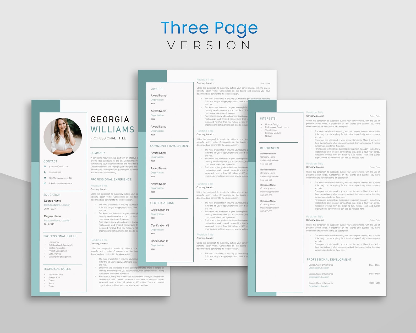 CLEAN Microsoft Word Resume TEMPLATE With Photo and Cover Letter ...