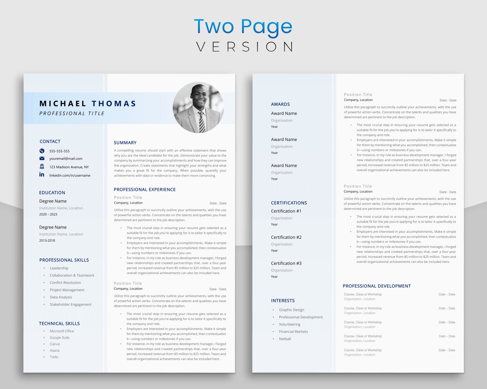 Professional Modern CV Executive RESUME TEMPLATE With Cover Letter and ...