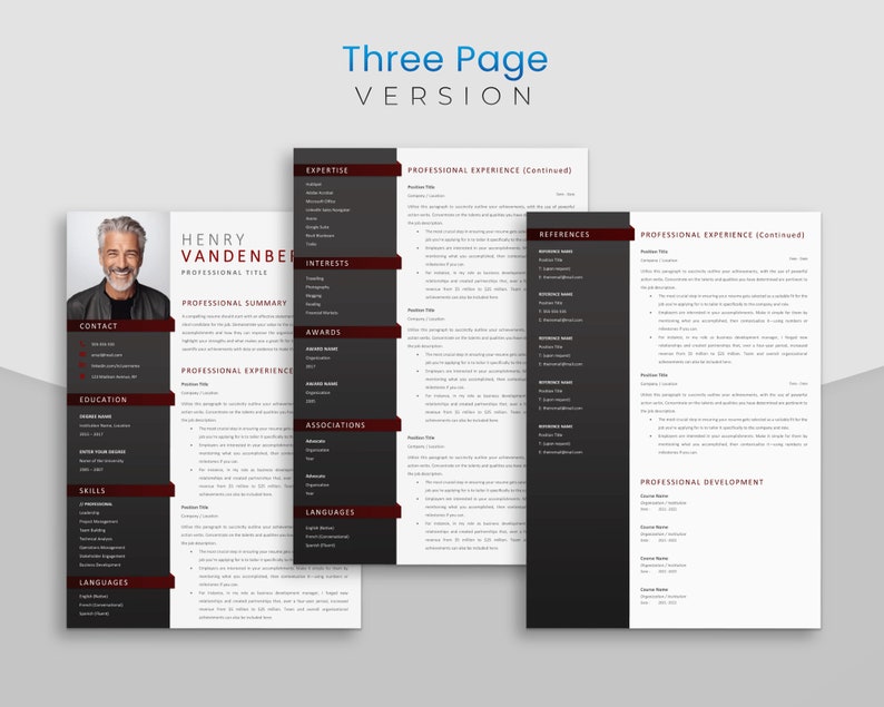 Executive Modern RESUME TEMPLATE for Microsoft Word Modern CV Download ...