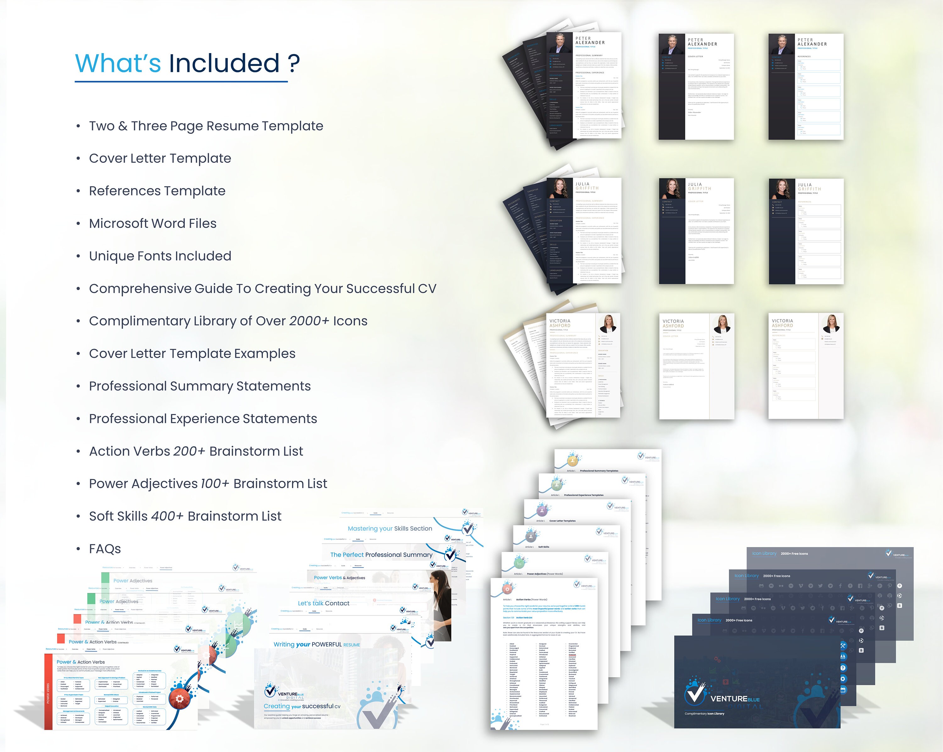 Executive RESUME Word TEMPLATE BUNDLE With Photo – Editable ...