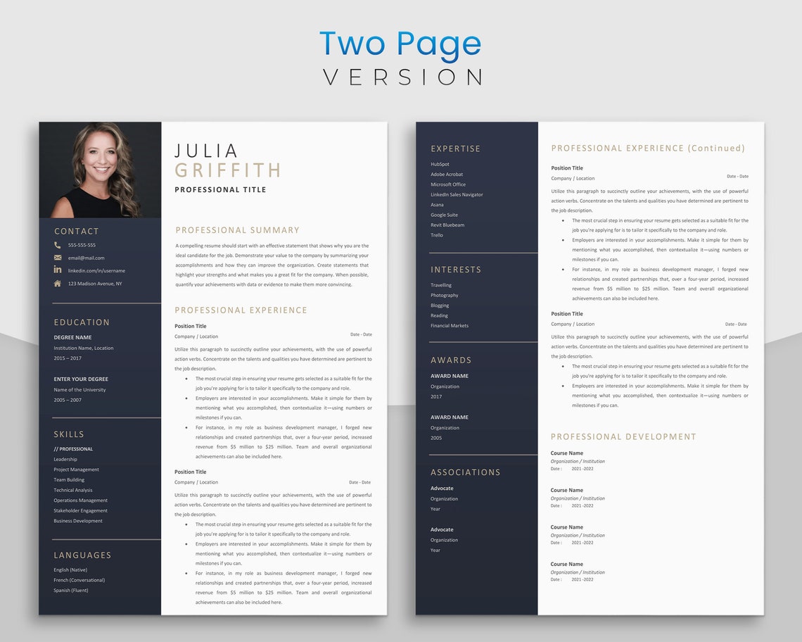 Editable Modern CV TEMPLATE for Microsoft Word Professional Resume ...