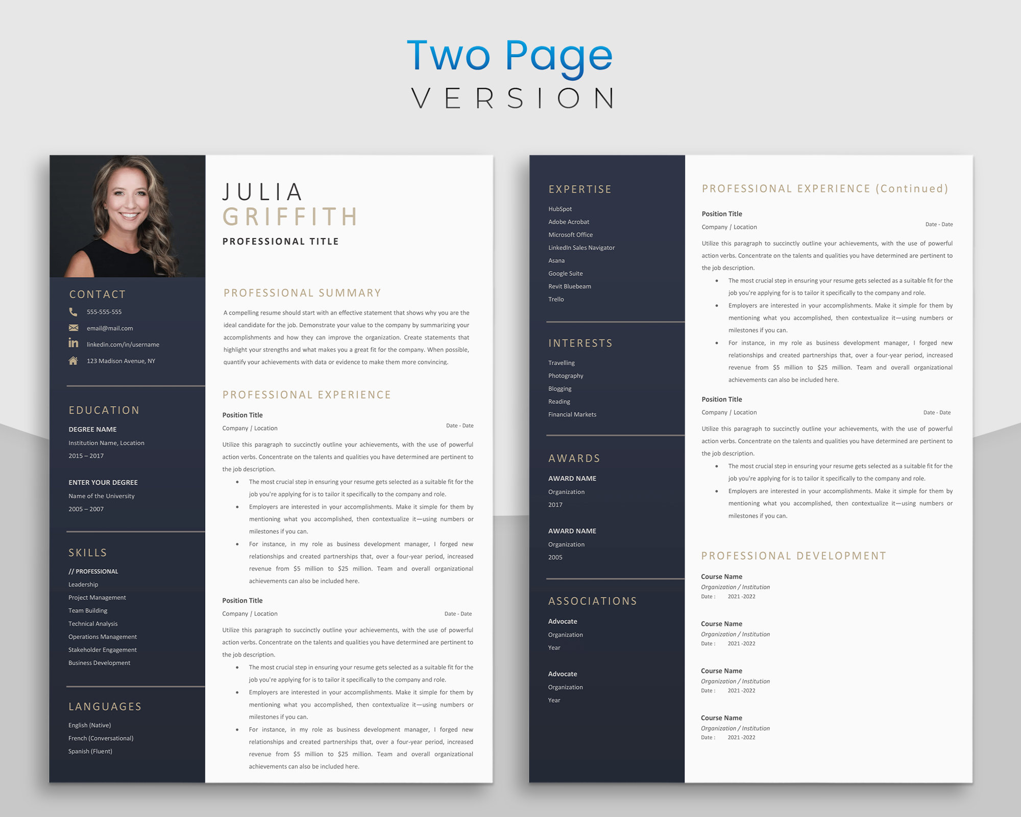 Editable Modern CV TEMPLATE for Microsoft Word Professional Resume ...