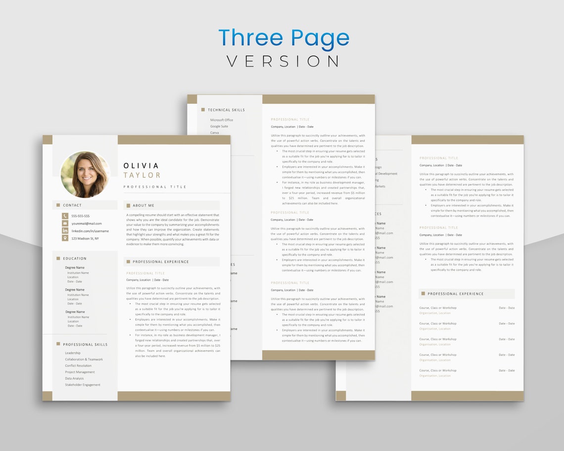 Modern Professional CV EXECUTIVE Resume Template Clean - Etsy