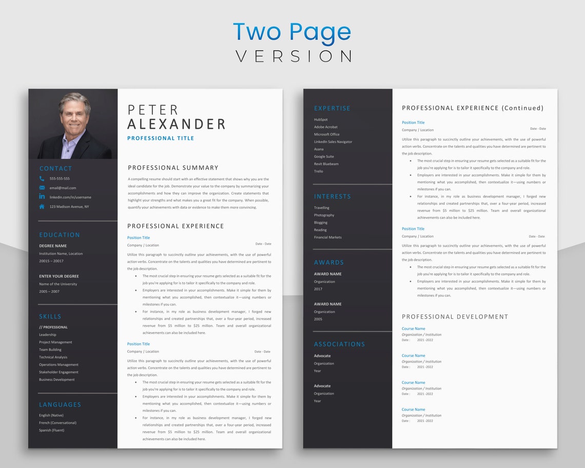 Professional EXECUTIVE RESUME Word TEMPLATE Editable Modern Cv Template ...