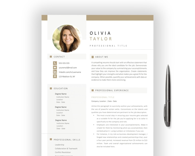 Modern Professional CV EXECUTIVE Resume Template - Clean Microsoft Word ...